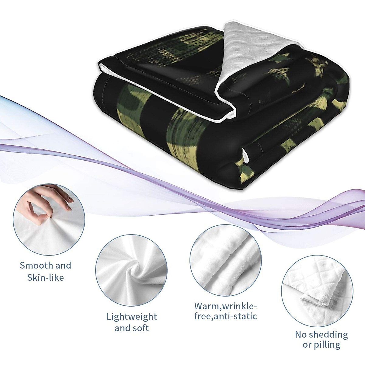 American Flag with Green Camo Baby Blanket Super Soft Microfiber Swaddling Blankets Wrap for Boys and Girls