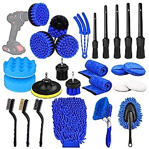 26Pcs Car Detailing Brush Set, Car Detailing Kit, Auto Detailing Drill Brush Set, Car Detailing Brushes, Car Buffing Sponge Pads Kit,Car Accessories,Car Cleaning Tools Kit for Interior,Exterior,Wheels