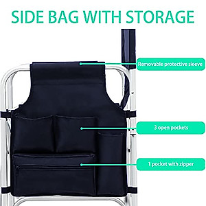 ABACAD Tall Director Chair Foldable, Portable Makeup Artist Chair Bar Height, Outdoors Folding Chair with Side Table Storage Bag Foot Rest, Black