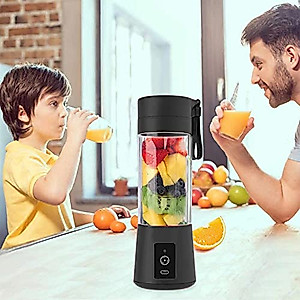 MilkShot Portable Blender, Personal Blender for Shakes & Smoothies, USB Rechargeable Mini Blender with Six Stainless Steel Blades, 4000mAh Fruit Juice Mixer for Travel, Car, Office, 380ML, Black
