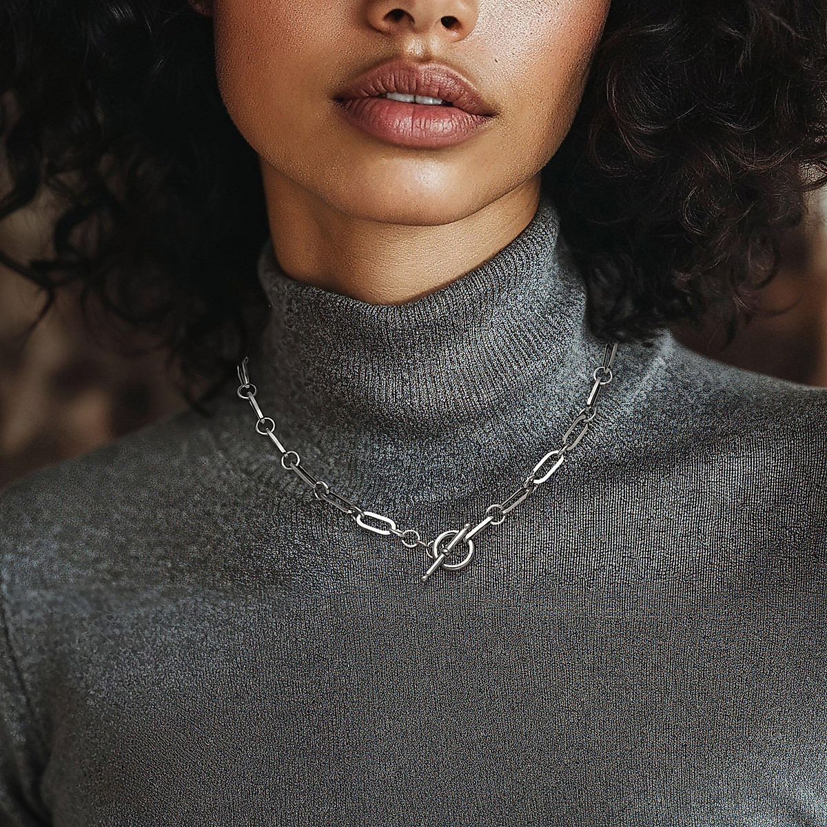 Ross-Simons Italian Sterling Silver Paper Clip Link Toggle Necklace. 16 inches