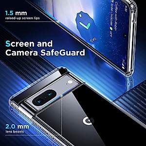 Humixx Crystal Clear for Google Pixel 7 Case, [Mil-Grade Protection] [Anti-Fingerprint] Silky Touch Hard PC Back with Non-Slip Soft TPU Edge, Airbag Shockproof Case for Pixel 7 Case, Clear