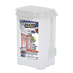 Buddeez Flour and Sugar Container All Purpose Kitchen Organization and Storage Unit, 4 Quart, White
