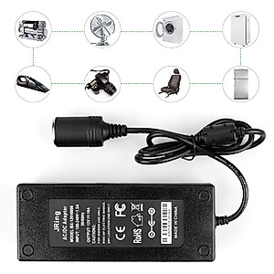 JRing AC to DC Converter 10A 110-220V 12V Car Cigarette Lighter Socket Power Adapter for Car Vacuum Tire Inflator and Other Car Devices Under 120W