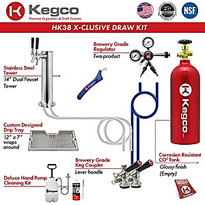 Kegco Kegerator 24" Wide Dual Tap Black/Stainless Steel Undercounter Beer Dispenser HK38BSU-2