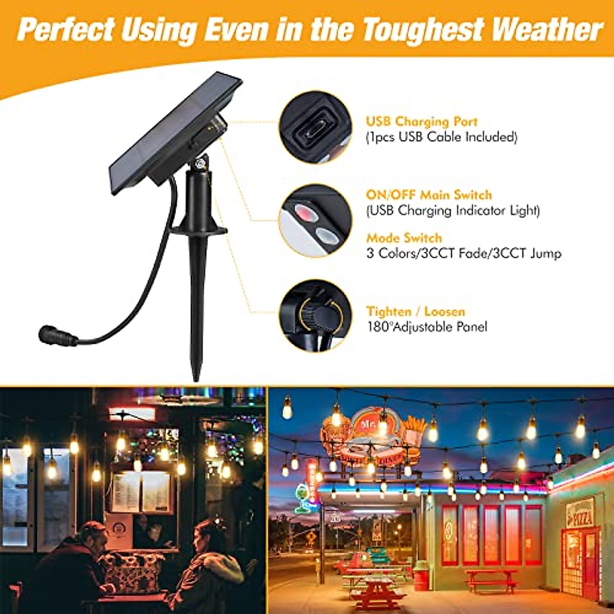 Auroraworld Solar String Lights Remote Control, 1000FT Dimmable Solar String Lights Outdoor, 32 Shatterproof Solar Patio Lights, Ambience On Your Garden Backyard