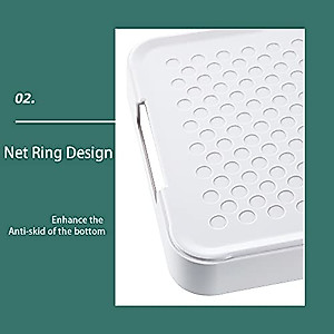 Plastic Serving Tray with Handles Rectangular in White 12.99inchx7.48inch, Breakfast Tray Reusable Charcuterie, Food, Snack, Dessert Platters, Used in Bedroom, Kitchen, Living Room, Bathroom…