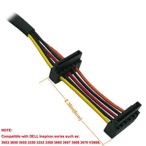 COMeap SATA Power Cable for Dell Inspiron 3653 3650 Series, Right-Angle SATA 15 Pin x2 to Mini 6 Pin ATX Adapter Compatible Part No. GP2JM 14.5-inch(37cm)