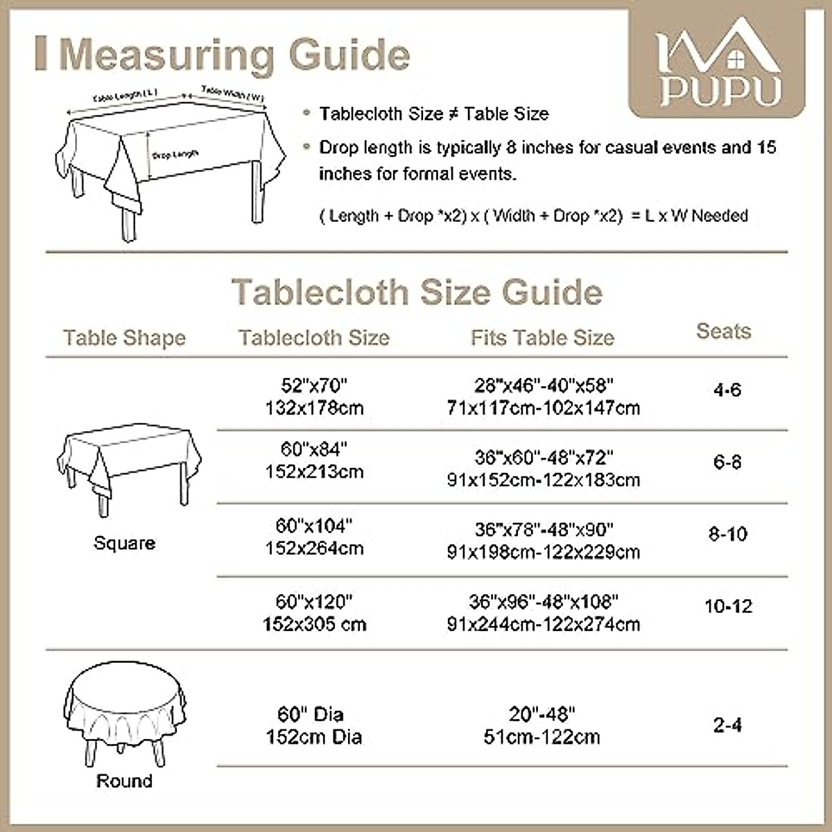 IVAPUPU Rectangle Tablecloth 60x104 inch Table Cloth Linen Wrinkle Free Tablecloths Kitchen Dining Table Cover Tables Farmhouse Holiday Camping