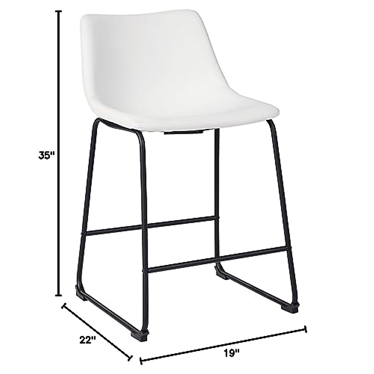 Signature Design by Ashley Centiar Urban Industrial 23.75" Counter Height Bucket Seat Barstool, 2 Count, White