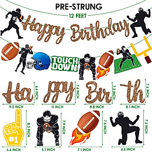 Football Happy Birthday Banners Football Themed Birthday Party Decoration Rugby Player Cutout Banner 2Pcs Football Party Decoration for Football Baby Shower Supplies