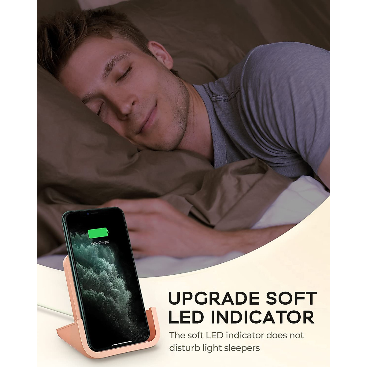 Wireless Charger YUWISS Wireless Charging Stand Cordless Charger 10/7.5/5W Compatible with iPhone 15 14 13 12/12 /11Pro Max/XR/XS Max/XS/X/8/8Plus Galaxy S22/S21/S9/S9+/S8/S8+ Note (Rose Gold)