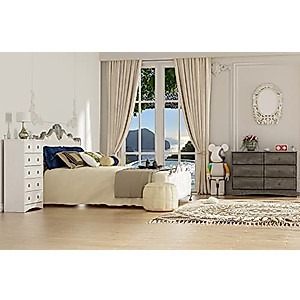 LGHM Modern 6 Drawer Dresser, Dressers for Bedroom, Chest of Drawers Closet Organizers and Storage Clothes - Easy Pulls Handle, Textured Borders Living Room, Hallway, Gray Wash