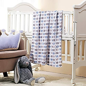 CREVENT 30"X40" Cute Lightweight Silky Cozy Warm Baby Blanket for Boys Infant Toddler Newborn Unisex Crib Cot Stroller, Baby Shower, Summer Spring - Blue Elephant