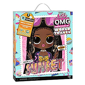 LOL Surprise OMG World Travel Sunset Fashion Doll with 15 Surprises Including Outfit, Travel Accessories and Reusable Playset – Great Gift for Girls Ages 4+
