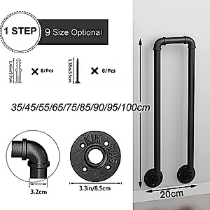 Drsyffsup Black Handrails for Concrete Steps Or Wooden Stairs，1 Steps Wrought Iron Handrail Picket for Indoor Outdoor Garden Villa Porch Grab Rail with Installation Kit (Size : 35cm(1.1ft))