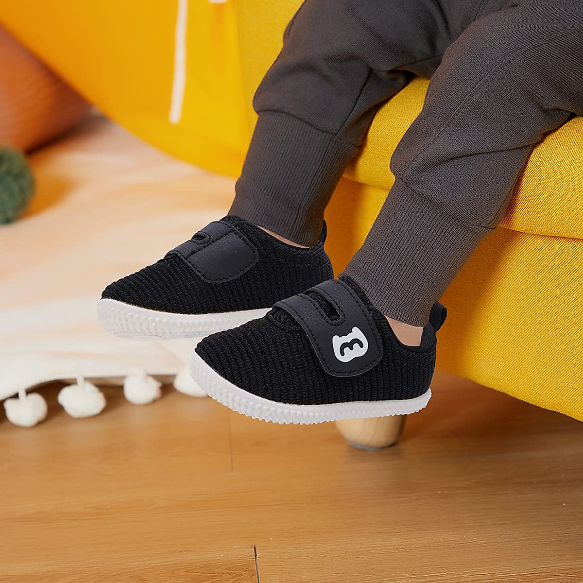 BMCiTYBM Baby Walking Shoes Girls Boys Sneakers Infant Shoes 6 9 12 18 24 Months Black Size 12-18 Months Toddler