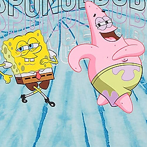 Mens Spongebob Squarepants Classic Shirt - Spongebob, Patrick & Krusty Krab Tie Dye T-Shirt (Blue Dye, Medium)