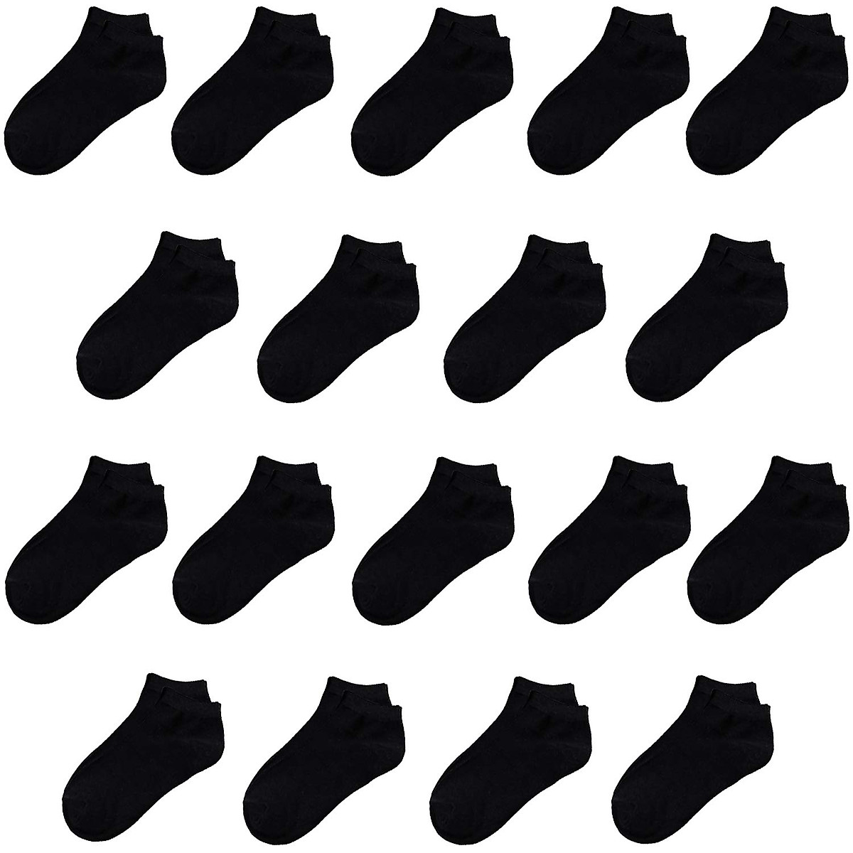 JAMEGIO Janegio 18 Pairs Kids' Black Ankle Socks Low Cut Half Cushion Sport Ankle Socks Boys Girls(6-8 Years)