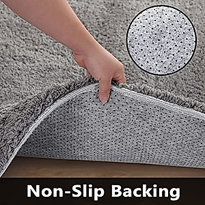 CAROMIO Soft Shaggy Rugs Plush Indoor Modern Faux Fur Area Rugs for Bedroom Luxury Fluffy Carpets Non-Slip Nursery Rugs Shag Rug Home Decor for Living Room Floor Kids Rooms, Light Grey, 4' x 6'
