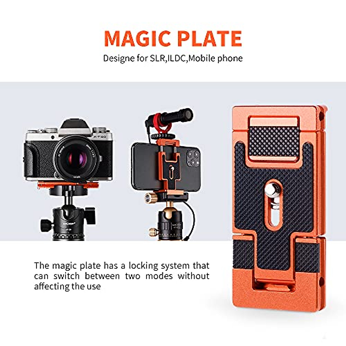 K&F Concept Aluminum Alloy Quick Release Plate with 1/4 Inch Screw for Camera, Cage, Cellphone etc (Orange)