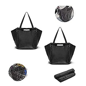 Yi-Yi 2Packs Reusable Foldable Shopping Cart Grab Bags and Grocery Organizer Designed for Trolley Carts by Modern Day Living (Black)