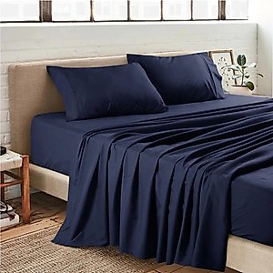 Premium Full Size Bed Sheets Set - 4 Piece Microfiber Full Size Sheets for Full Bed – Breathable Cooling Sheets with Deep Pockets - Wrinkle, Fade & Stain Resistance (Full, Navy)