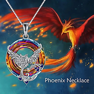 WINNICACA Sterling Silver Phoenix Necklace for Women Phoenix Jewelry Volcanic Crystal Pendant Phoenix Christmas Gifts for Phoenix Lover Birthday Gifts