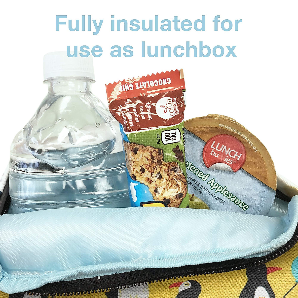 Kinderspel Insulated Lunch Bag for Toddlers, Compact Size Backpack with Chest Harness & Removable Safety Leash, Non-Slip EZ Wear, Water-Resistant, Toddler Travel Bag, Melina Alvin