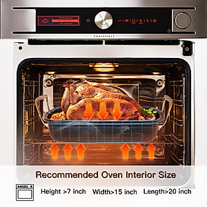 HONGBAKE Nonstick Turkey Roasting Pan with Rack, 17 x 13 Inch Large Chicken Roaster Pan for Oven, Suitable for 25lb Turkey, Heavy Duty, Dark Grey