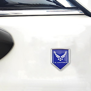 Overdecor US Air Force Wings Flag Decal Stickers Car Emblem Army Military Car Accessories Decorations Chrome Shield Flag Sticker Decals for Cars Truck Vehicles, 2 Pack