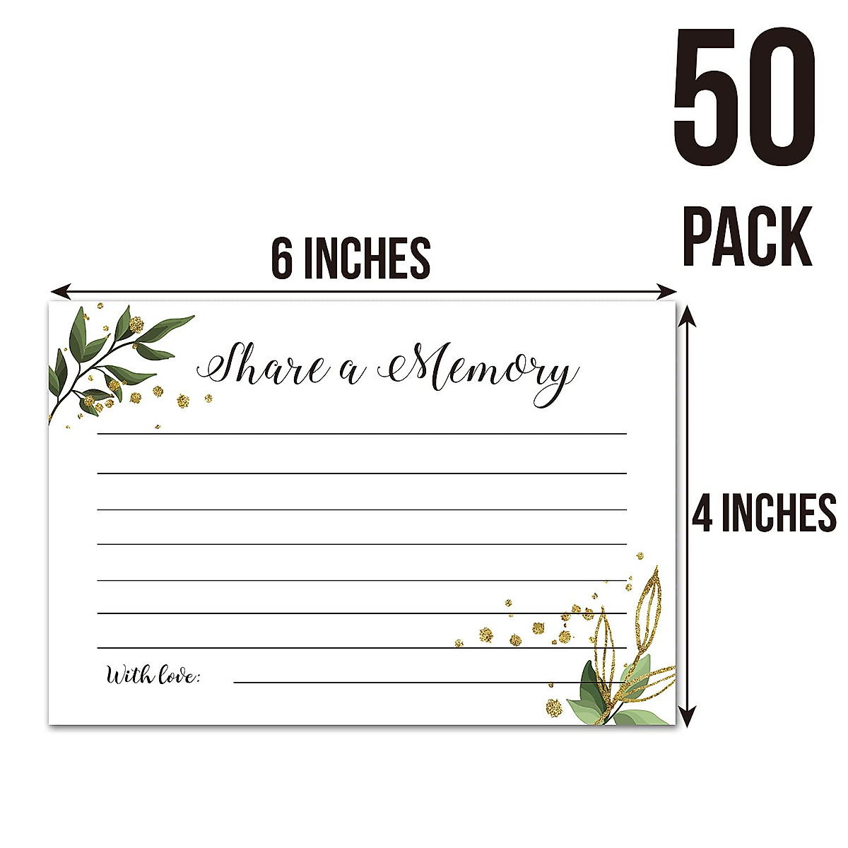 TENTADO Share a Memory Cards, 50 Pack, 4x6 Inch, Funeral Guest Book, Share A Memory Cards for Celebration of Life, Birthday, Wedding, Funeral, Graduation, Bridal, Retirement, Going Away Party.