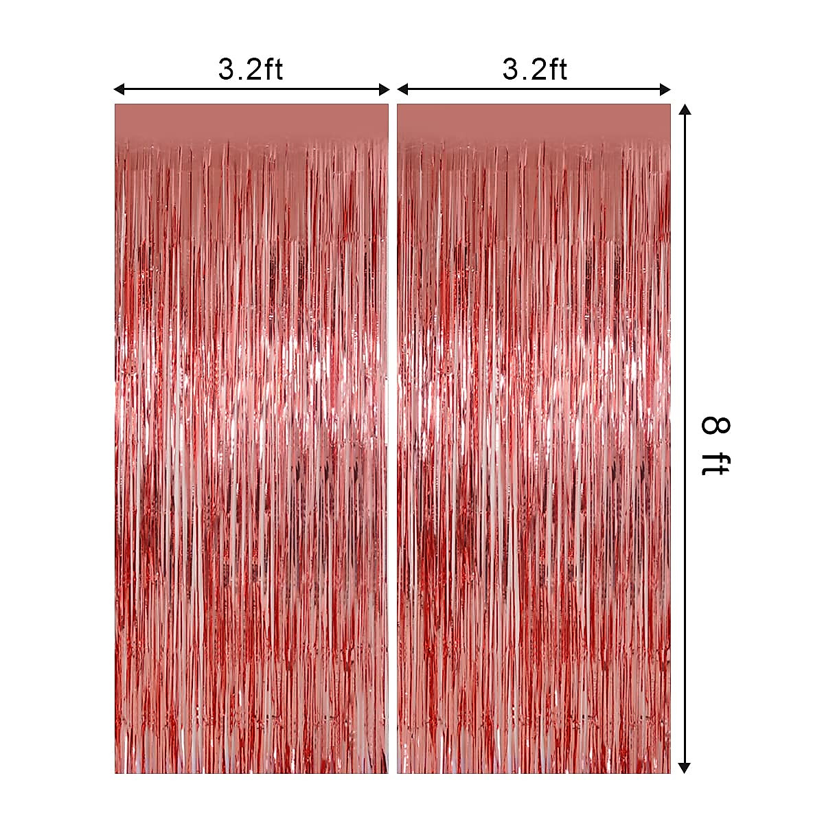 Rose Gold Bachelorette Party Decorations, Melsan 3.2 x 8 ft Tinsel Backdrop Foil Fringe Curtains for Birthday, Bridal Shower, Bachelorette Party - Pack of 2