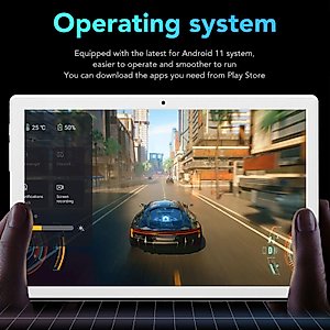 Acogedor 2 in 1 Tablet, 10.1 Inch Gaming Tablet with BT Keyboard, 12GB RAM 256GB ROM, 8 Core CPU, 12+24 MP Dual Cam, Support 5G WiFi, Business Tablet for Android 11.0 (White)