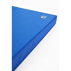 We Sell Mats 8 Inch Thick Bi-Folding Gymnastics Crash Landing Mat Pad, Safety for Tumbling, Back Handspring Training and Cheerleading, 4 ft x 8 ft, Blue