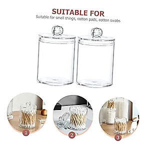 Veemoon 6 pcs Swab Swabs Salts Round Holder Tip Rounds Gauze Floss Organization Container Clear Acrylic Sundries Organizer Organizers Q Bathroom Canister Ball Convenient Home Dispenser