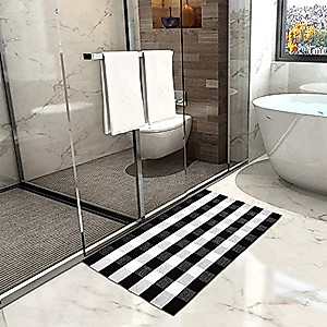 VERTKREA Buffalo Plaid Rug 3'x4.9', Black and White Checkered Rug Carpet, Cotton Hand-Woven Washable Rug for Living Room Indoor Outside Entryway Porch