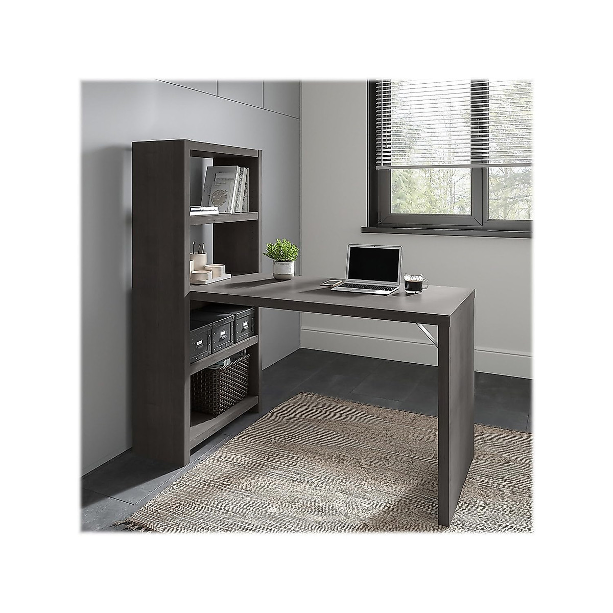Bush Business Furniture Echo 56W Bookcase Desk in Charcoal Maple