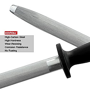 KONOLL Professional Honing Rod, Knife Steel Magnetized for Safety. With an Oval Handle for a Firm Grip and is Built For Daily Use, Perfect for Chefs and Home Cooks