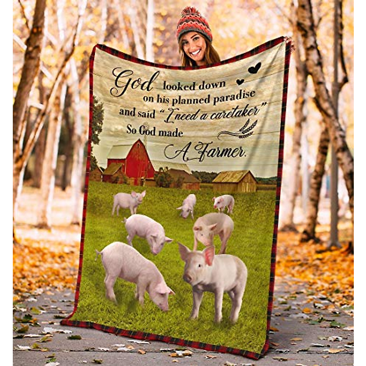 So God Made A Farmer Pig Blanket Plush Throw Minky Sherpa Blanket Personalized Blanket Gift for Family