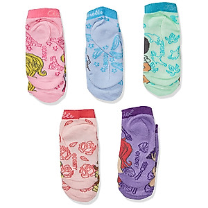 Disney girls Princess 5 Pack Shorty Casual Sock, Multi Princess, Shoe Size 4-8 US