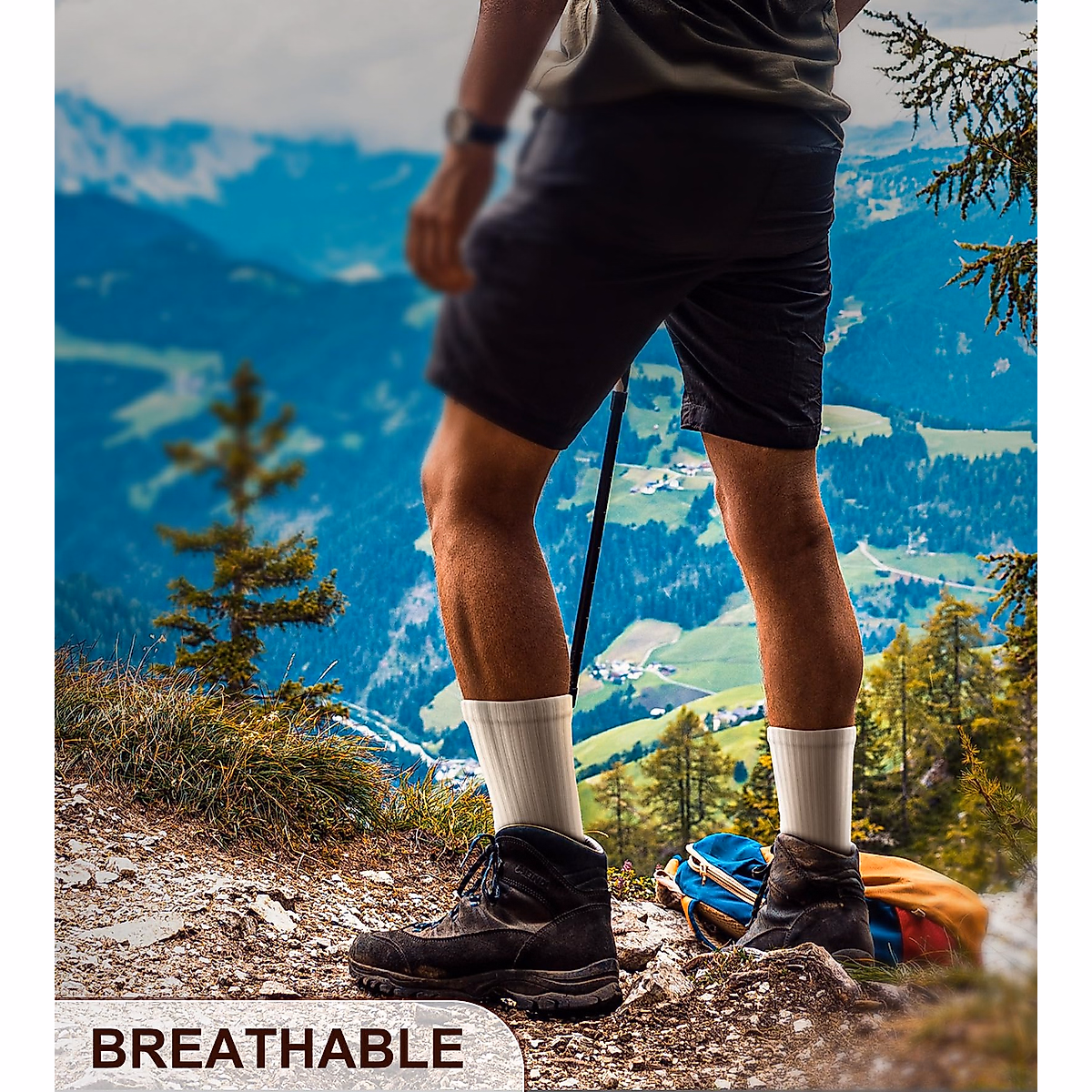 BULLIANT Compression Socks for Men 6Pairs, Athletic Crew Socks Cushioned For Men Sports Running-Arch Support(6Pairs,Shoes Size:Men 9-10)