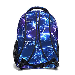 aportt Blue Backpack for Boys Girls Cool Lightning Durable Casual Basic Kids Bookbag Lightweight School Bag for Teens Students Travel Hiking Camping Daypack