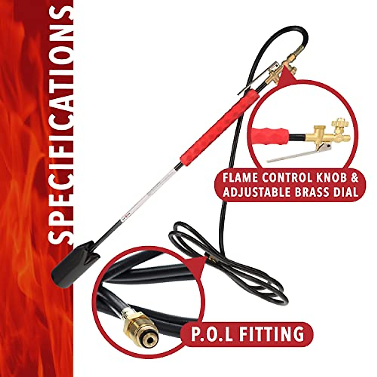 Gas One Propane Torch 500K BTU Heavy Duty Weed Burner Flamethrower with Flint Striker for Bigger Propane Tanks (5-40lb Propane Tanks)