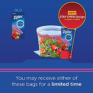 Ziploc Gallon Food Storage Bags, New Stay Open Design with Stand-Up Bottom, Easy to Fill, 38 Count