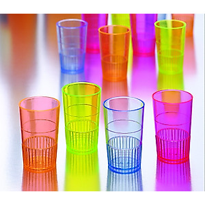 zappy 48 1.5 oz Straight Wall Shooter Hard Disposable Plastic Shot Glasses Party Bar Glasses Wedding Cups Wine Glass Cocktail Champagne Martini Neon Party Cups Colored Drinking Glasses Shooter Glass