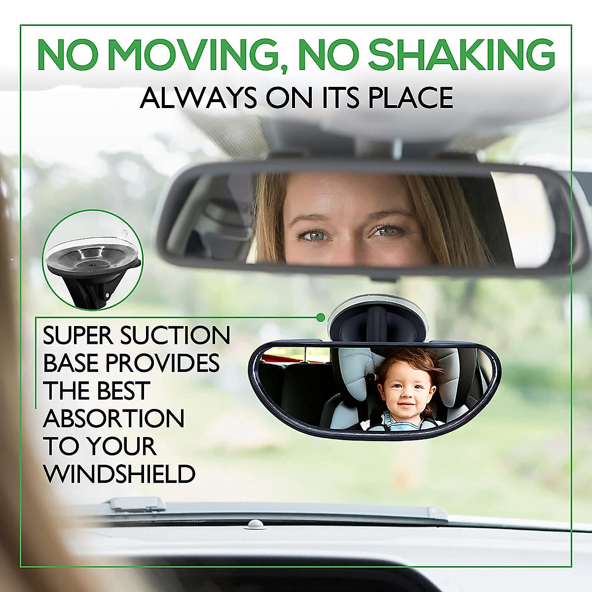 Lebogner Baby Car Mirror, Windshield Front Facing Seat Full Wide Angle View Infant Mirror, Rearview Car Seat Mirror That Attaches With A Adjustable Suction Cup, Child Safety Hanging Accessories