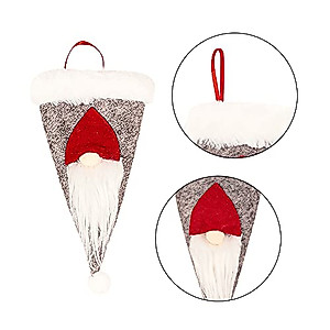 XIMINZ 12Pcs Christmas Santa Hats Silverware Holders, Nordic Santa Gnome Knife and Fork Holder Cover Tableware Bag Cutlery Holder Plush Bag Christmas Party Table Dinner Decor (red+grey)