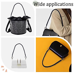 WADORN Leather Braided Purse Handle, 25 Inch PU Leather Braided Handbag Bag Strap Replacement Short Bucket Bag Strap with Round Ring for Neonoe Hobo Bag Multi Pochette Crochet Bag Tote, Black