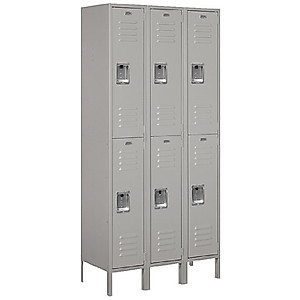 Salsbury Industries 62365GY-U Standard Metal Locker Double Tier 3 Wide 6 Feet High 15-Inch Deep Gray Unassembled Gray